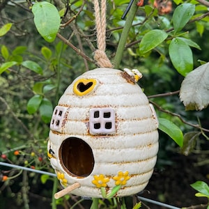 Ceramic Cream Beehive Bird House - Etsy