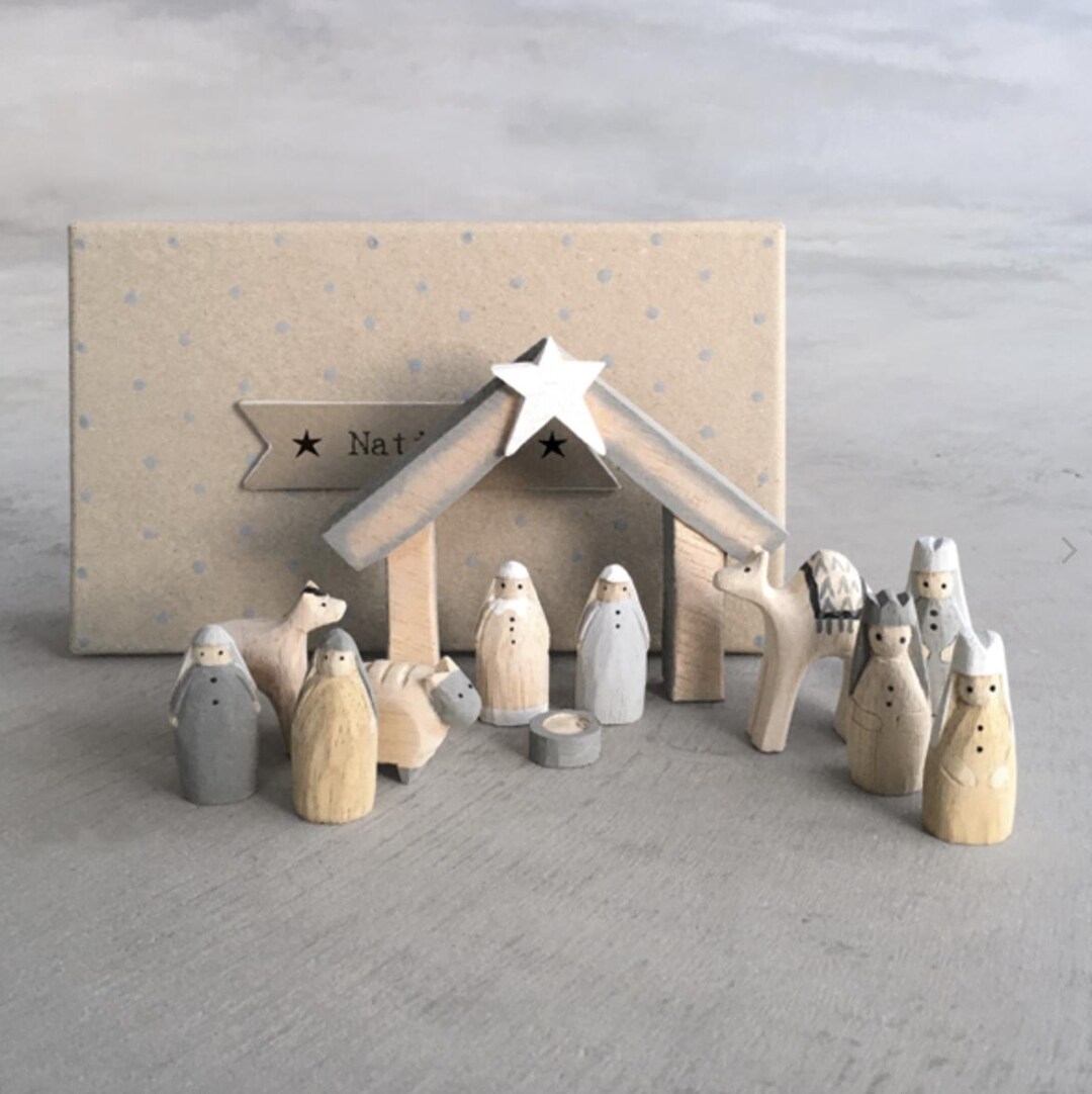Natural Wood Little Boxed Nativity Set - Etsy
