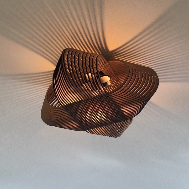 No.39 Ovals Ceiling Light Lasercut Wood Minimal Design | Etsy