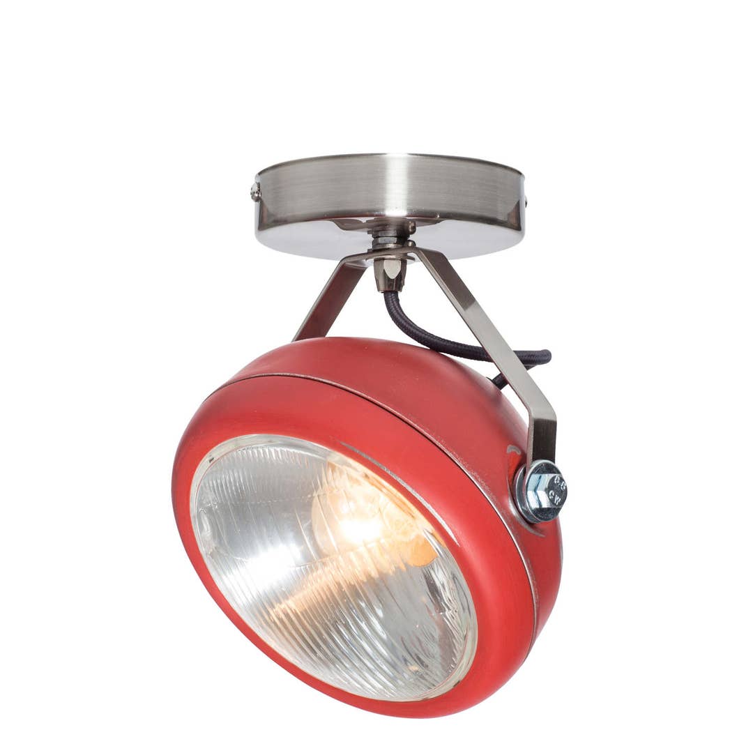 No.7 Vintage Spotlight in Red – Lamp Made of Headlight - Handmade ...