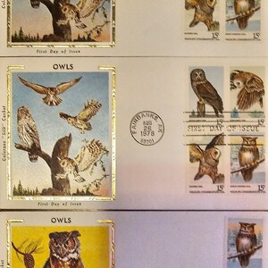 Owls Set of 7 Colorano Silk Cachet USA First Day Covers - Etsy
