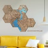 Wood Art, Wood City Map, Engraved Map, Wood World Map With River, Laser ...