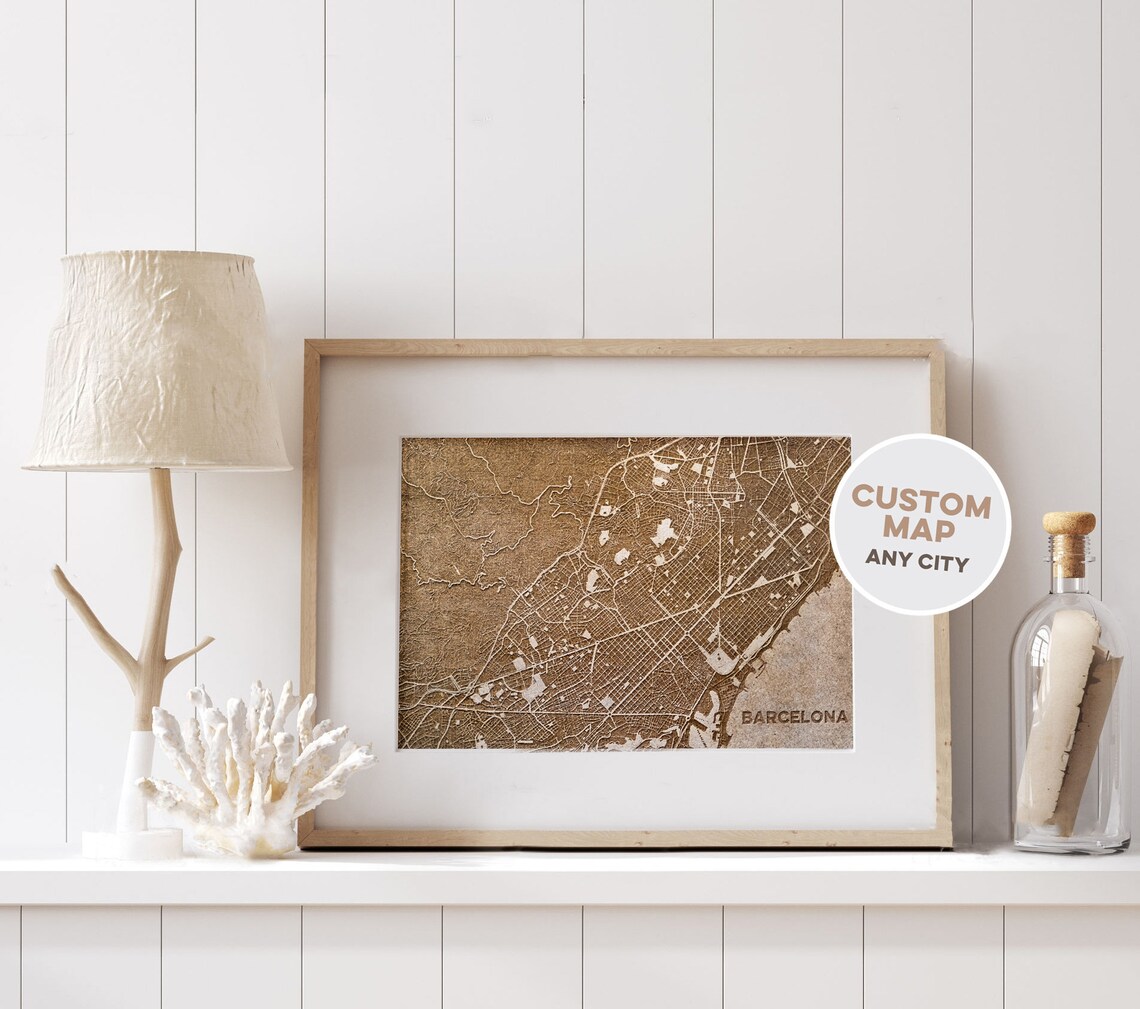 Woodcut Map of Any City Personalized With a Location Icon. - Etsy