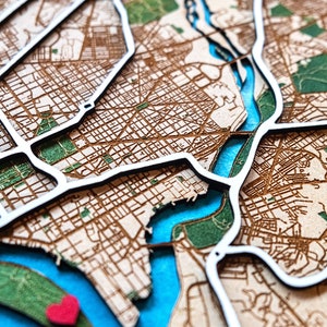 3D Multilayer City Map 3D City Wood Map 5th Anniversary Gift Wooden Map ...