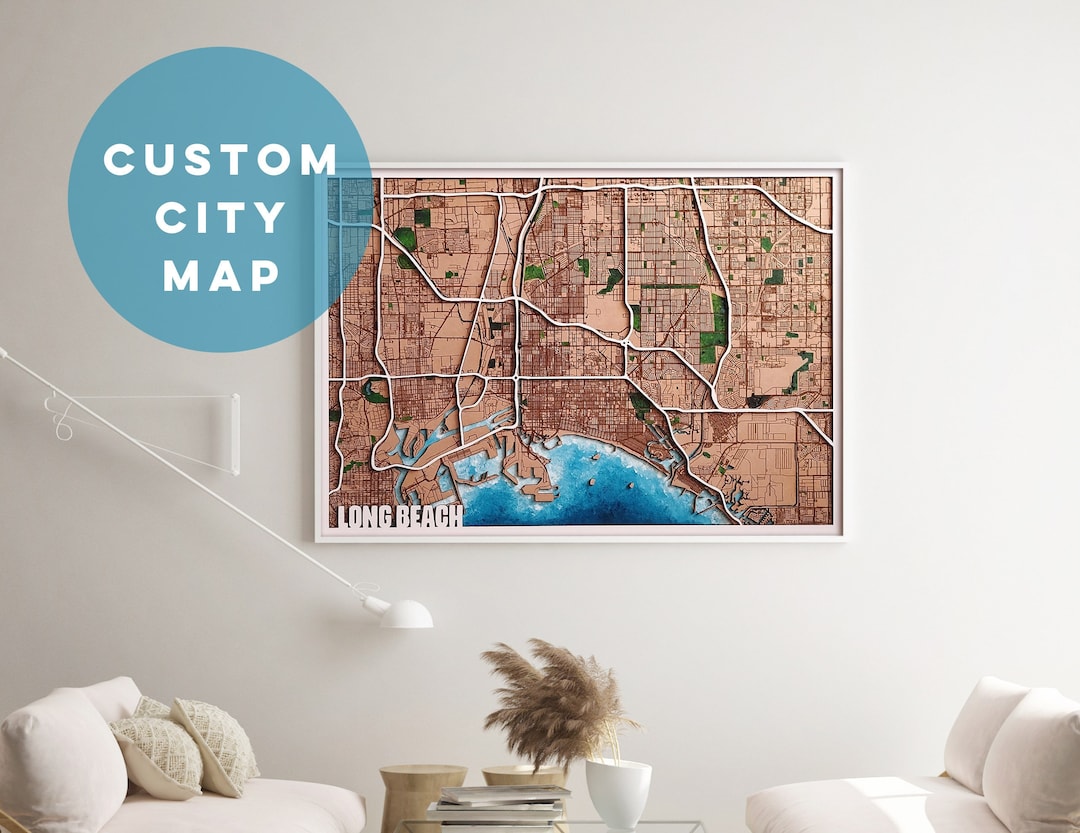 3D Multilayer City Map | Long Beach Map | 3D City Wood Map | 5th ...