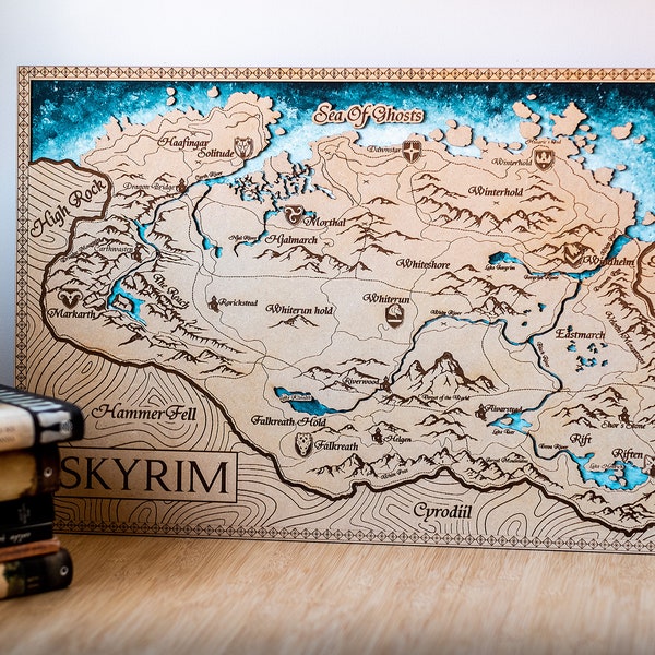 Skyrim Wood Map Art - Etsy