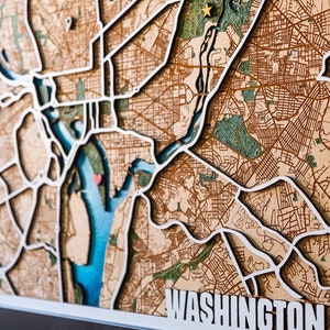 3D Multilayer City Map 3D City Wood Map 5th Anniversary Gift Wooden Map ...