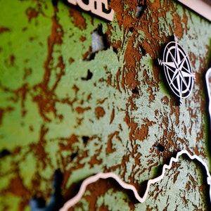 Any Lake Customized Wood Map, River Citiy Wood Laser Engraved Map ...