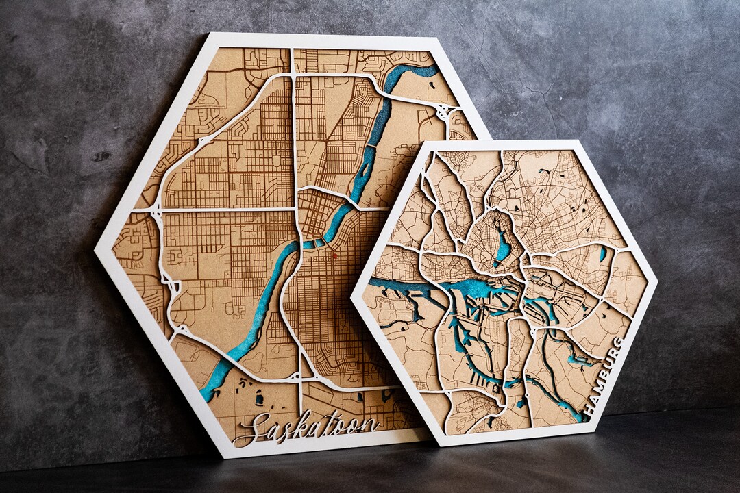 3D Multilayer City Map 3D City Wood Map 5th Anniversary Gift Wooden Map ...
