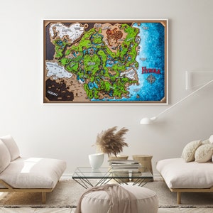 Zelda Wood Map, Zelda Map, Hyrule Decor, Custom, Breath of the Wild Map ...