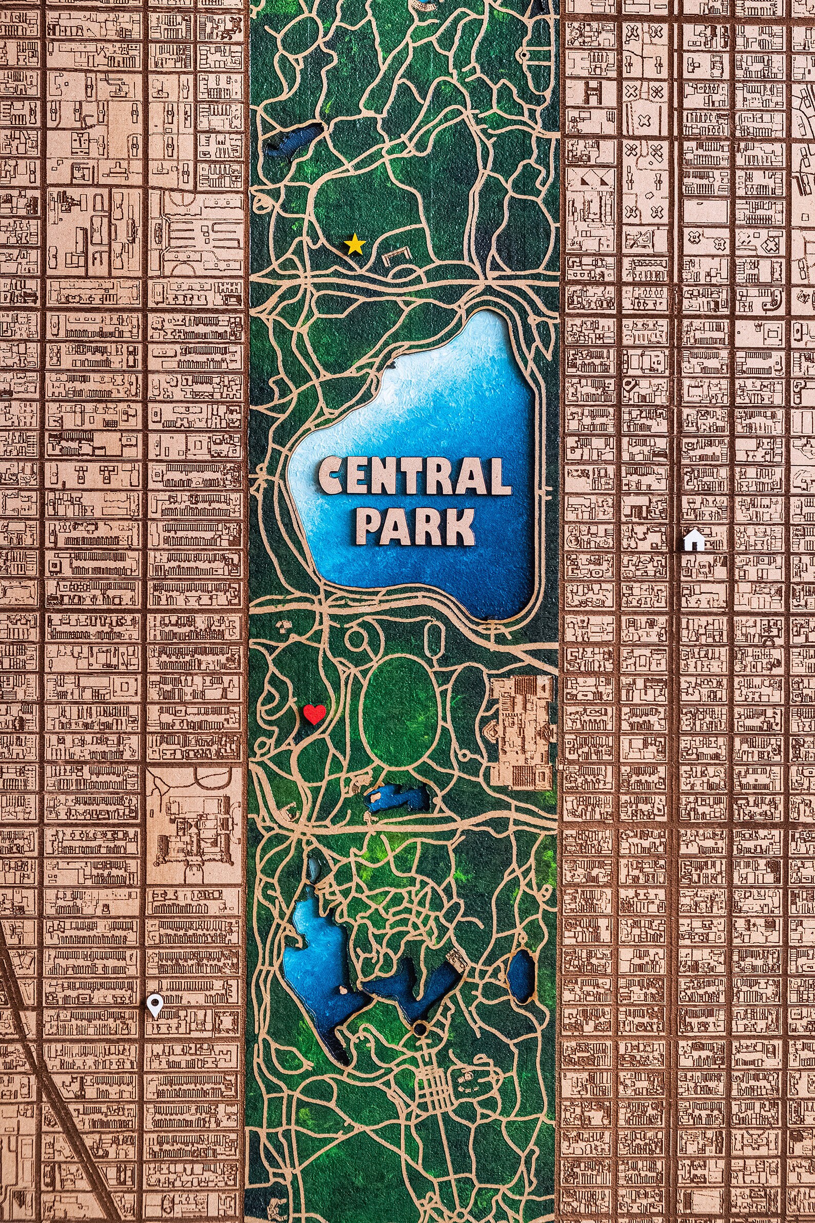 Central Park Map Wood NYC Map Poster Central Park Wall Art - Etsy