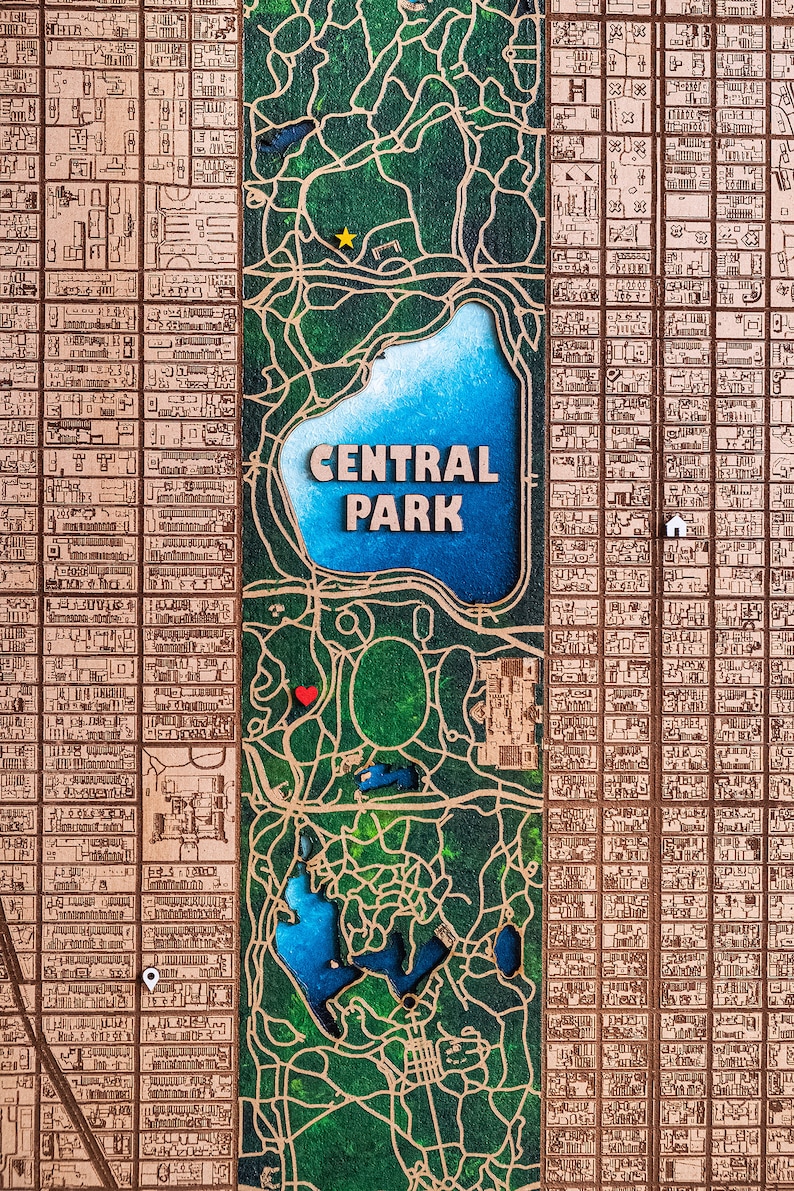 Handmade Wooden New York Central Park 3D Map Art - Etsy
