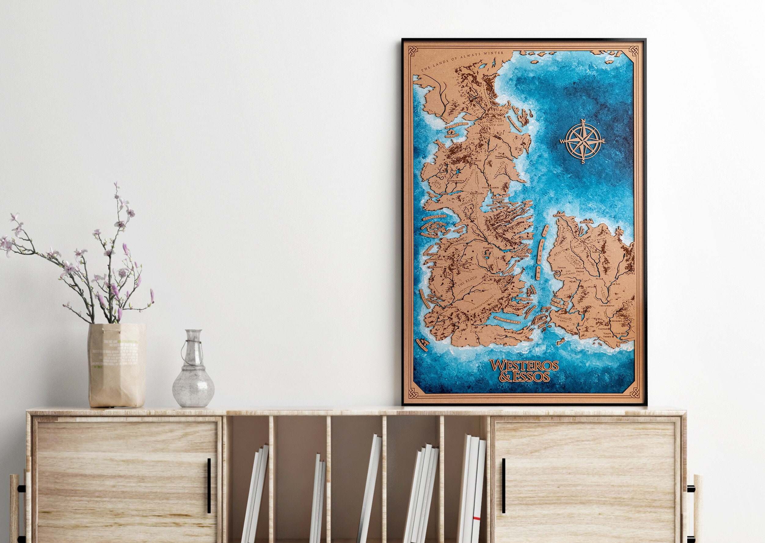 Westeros and Essos Map. Fantasy Wood Maps. We Create Your - Etsy Australia