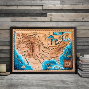 USA Map in Antique Style Wood. Vintage U.S. Map. Laser Fantasy US Map ...