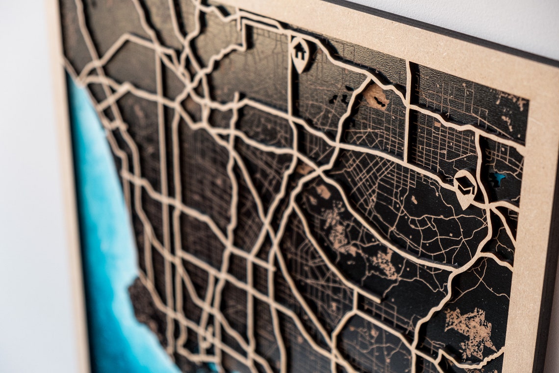 Personalize Gift. Custom River Map. Woodcut Map. Wood Map. | Etsy