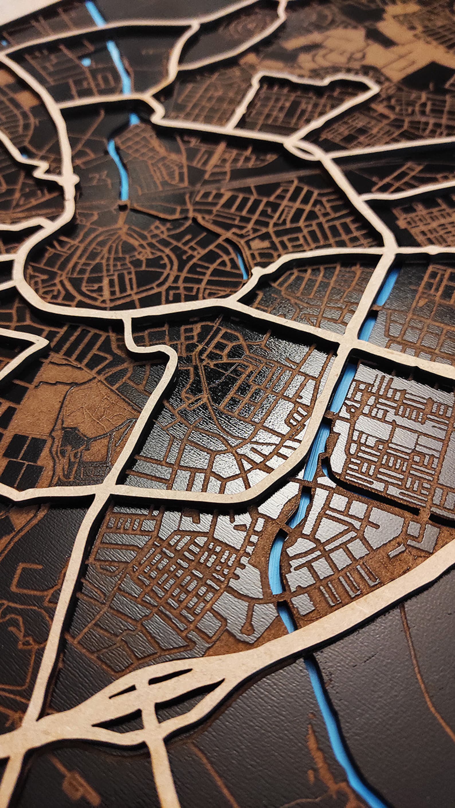 Multi-layer Laser Cut Wooden City Map Layer State 3D Map - Etsy Denmark