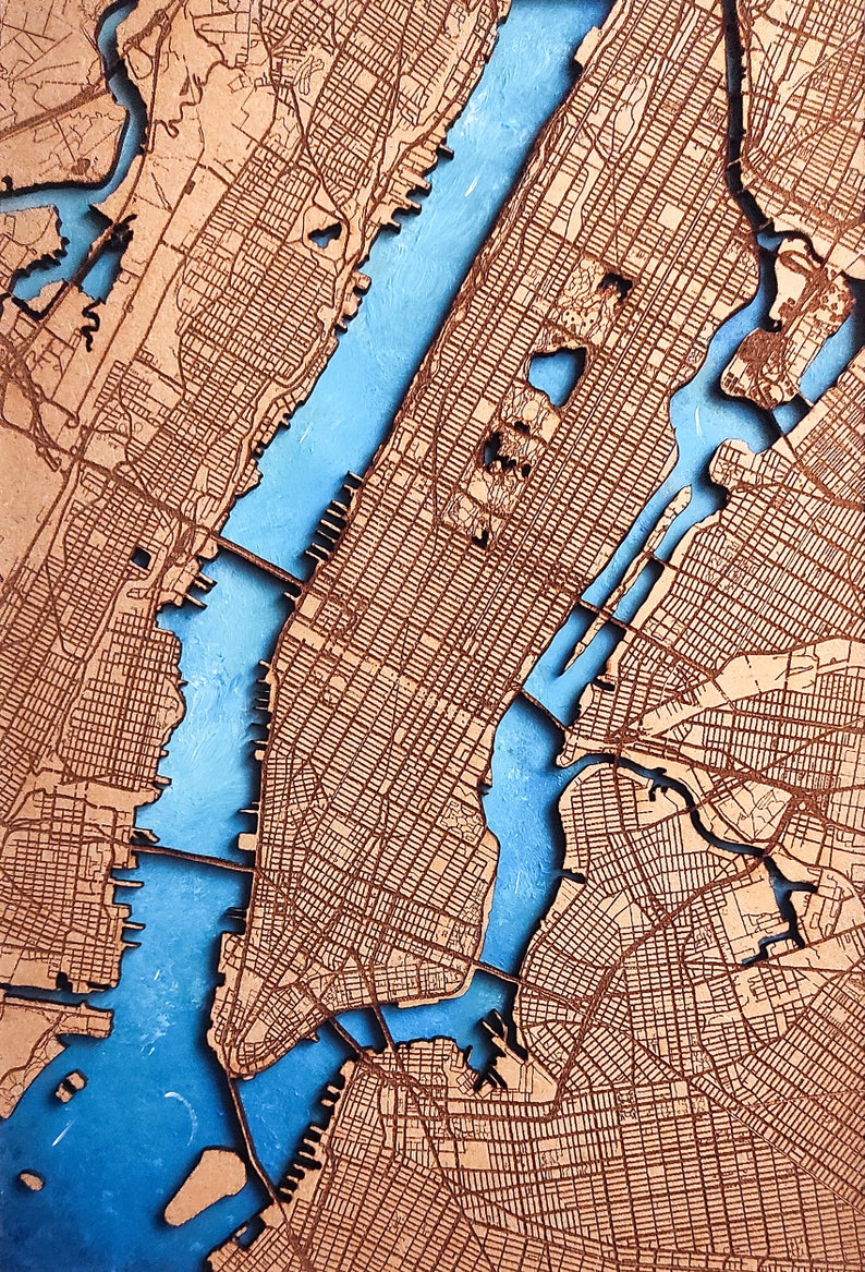 Map of New York Custom city map New York Map-cartography | Etsy