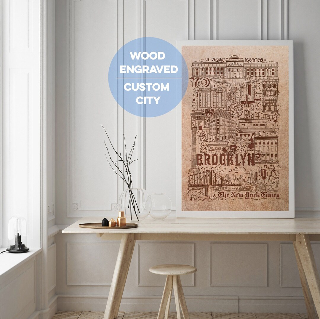 Brooklyn Illustration Brooklyn Skyline Print NYC City Poster Brooklyn ...
