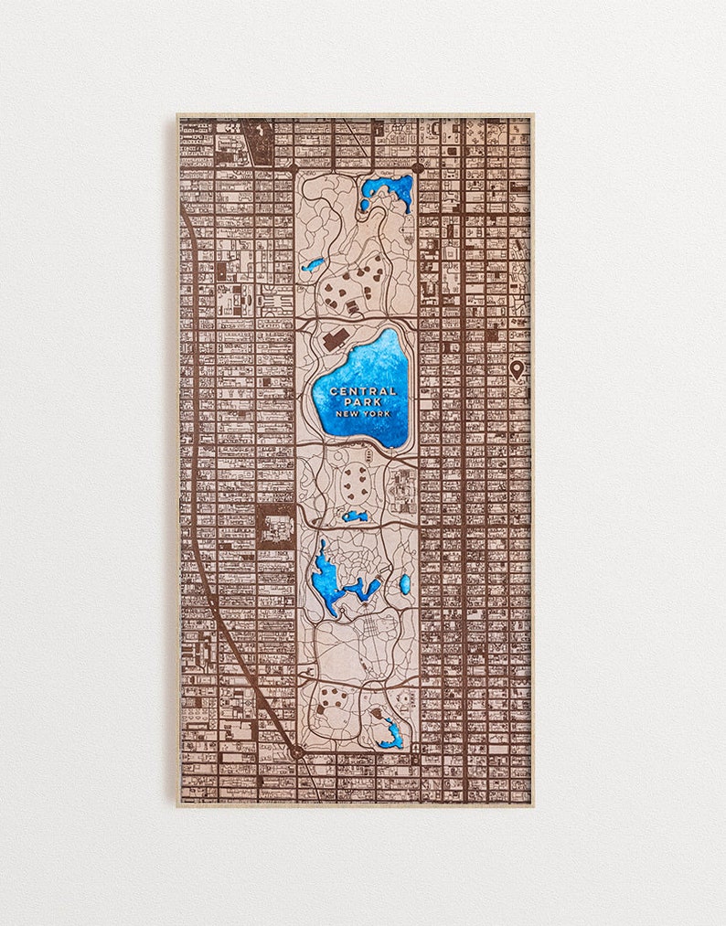 New york map central park custom Central park nyc map | Etsy