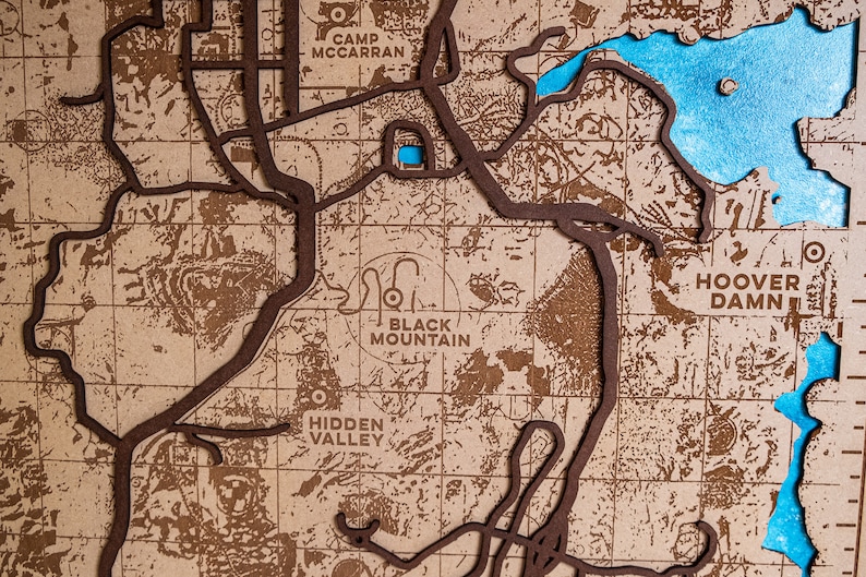 Fallout Wood Map - Laser Engraved Wasteland Map - Gamer Wall Art ...