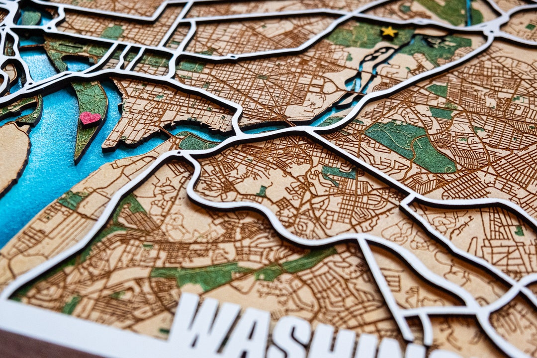 3D Multilayer City Map 3D City Wood Map 5th Anniversary Gift Wooden Map ...