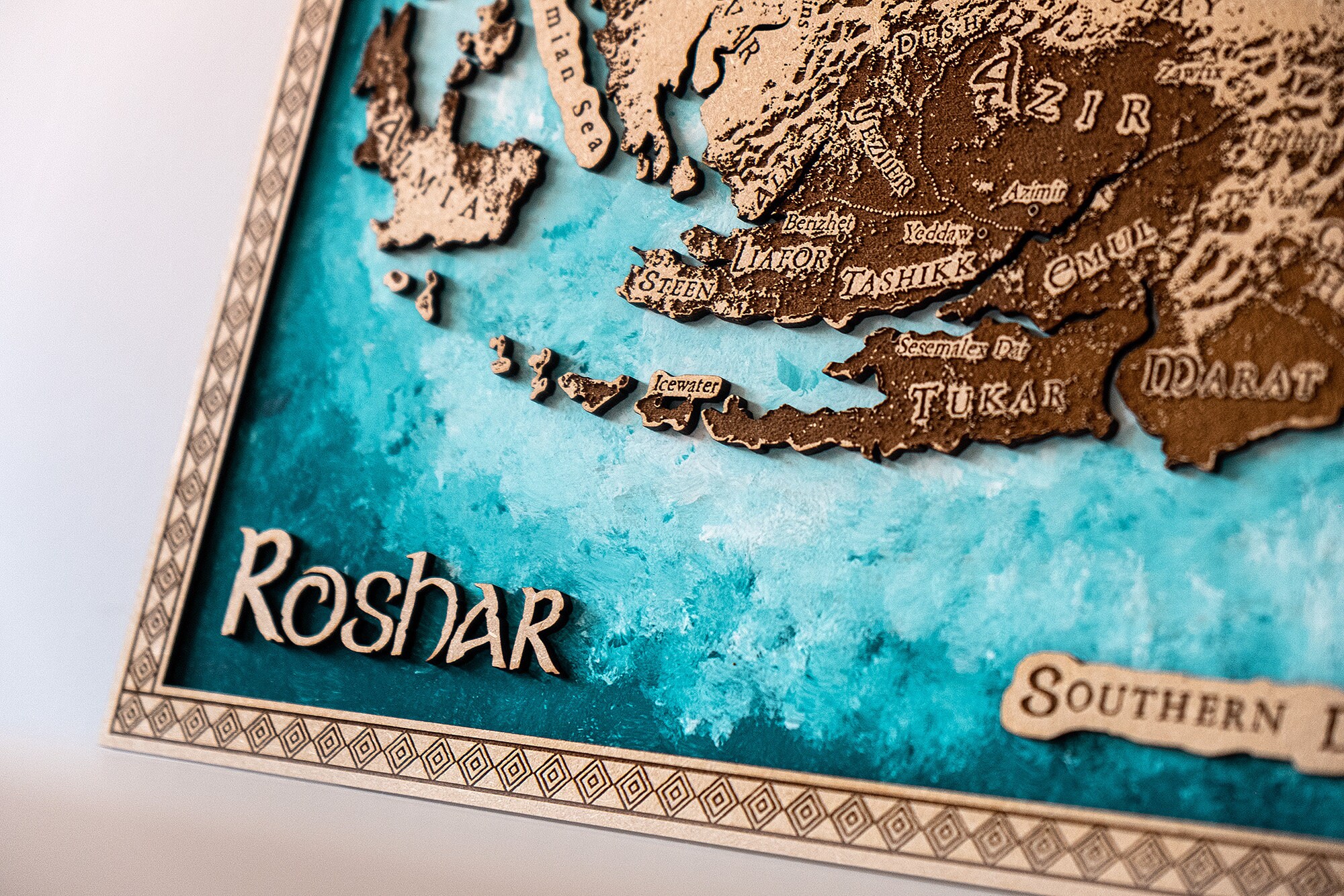 Roshar wood map gift for him roshar map fantasy continent | Etsy