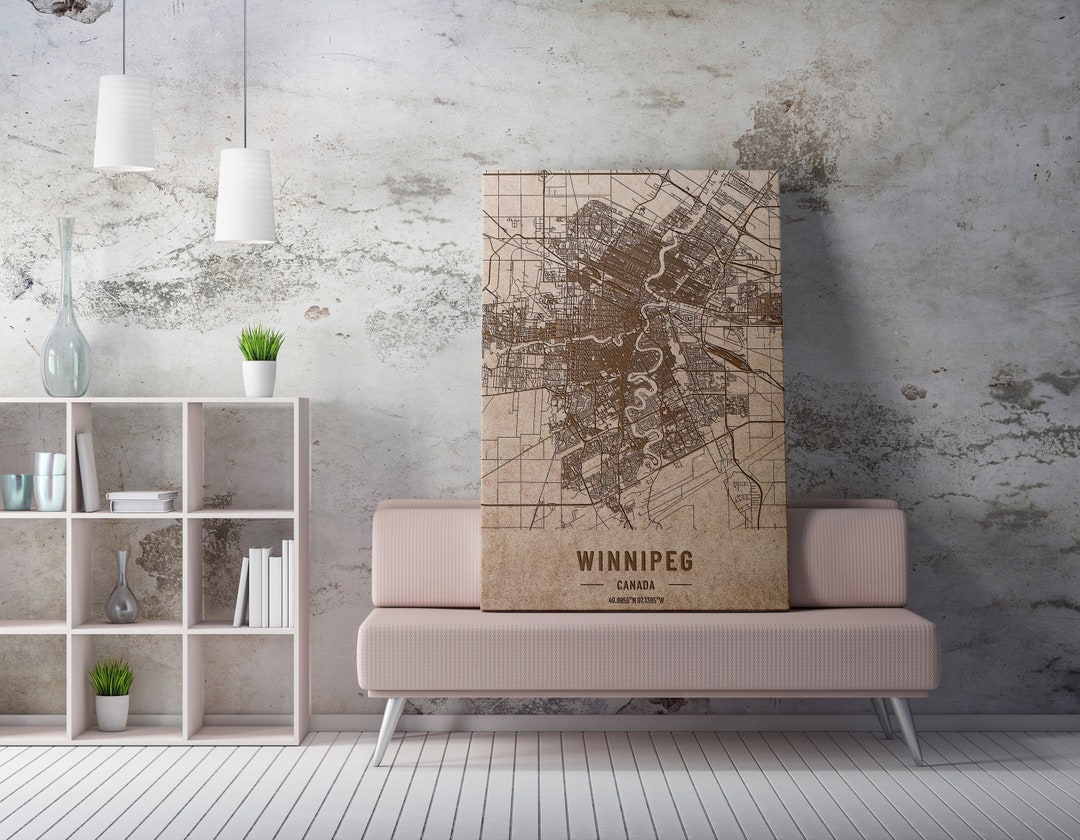 Winnipeg Canada Wooden Map, 3D Laser Engraved Woodcut, Custom City Art ...