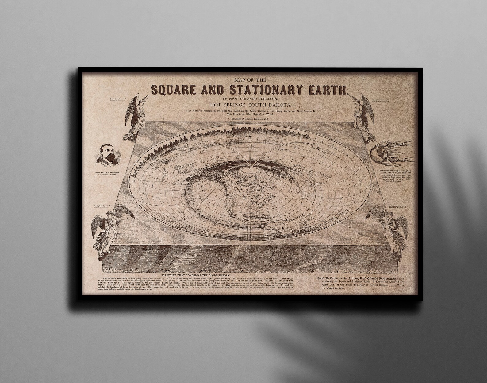 World Map of Square Stationary Flat Earth 1893 Antique Map - Etsy