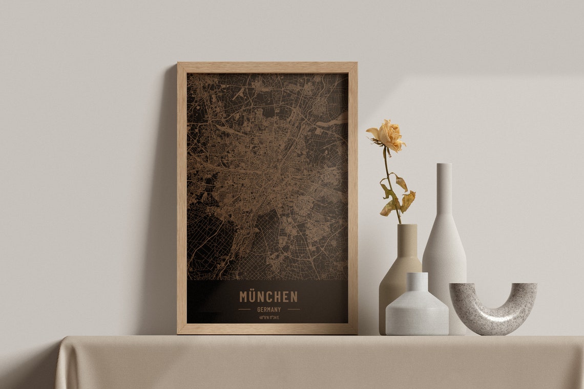 Laser Engraved Wooden Map of Munchen, Germany, Custom Woodcut Art - Etsy