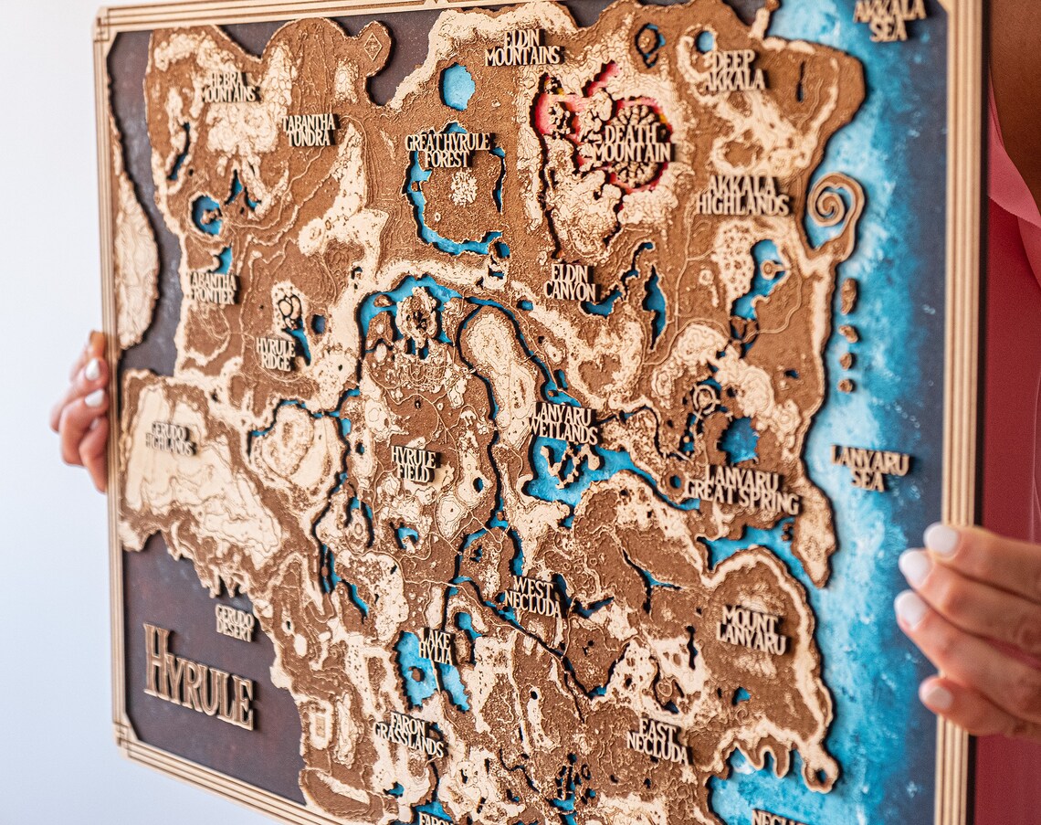 Zelda Wood Map Gift for Him Zelda Map Hyrule Custom - Etsy