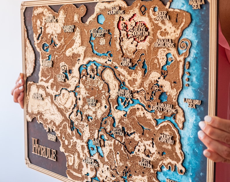 Map of Hyrule From Legend of Zelda. 3D Hyrule Video Game Map Laser Cut ...