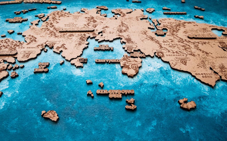 Faerun Wood Map, Dungeons and Dragons, Laser Engraved, Fantasy Home ...