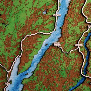 Any Lake Customized Wood Map, River Citiy Wood Laser Engraved Map ...