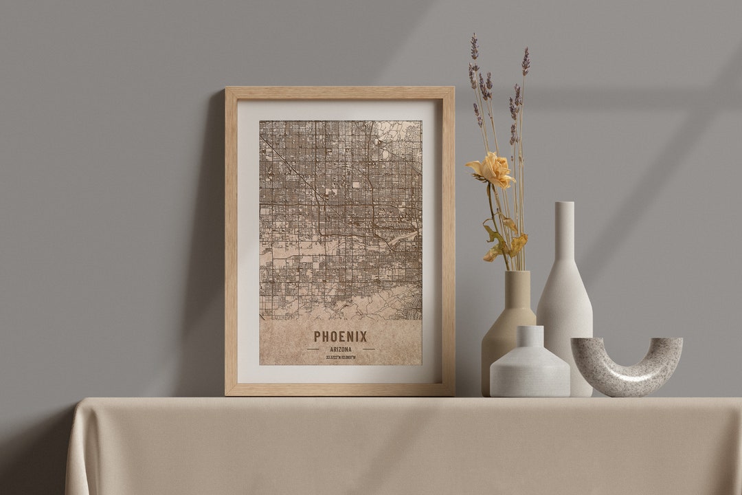 Laser Engraved Phoenix Arizona Wooden Map, 3D Woodcut City Art - Etsy