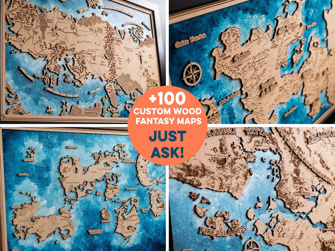 Fantasy Wood Maps. We Create Your Favorite Fantasy Map in Wood. Video ...