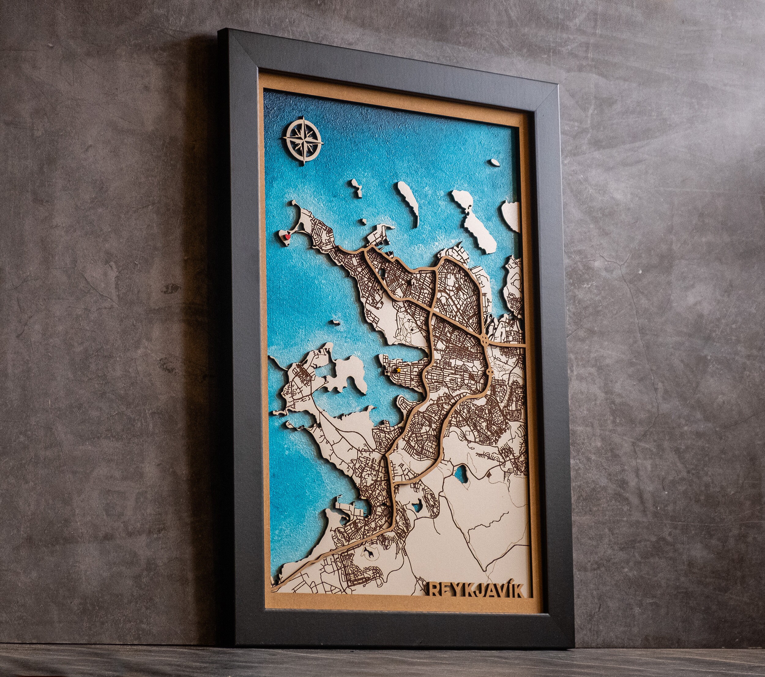 Wooden Map of Any City in the World, Reykjavik. 5th Anniversary ...