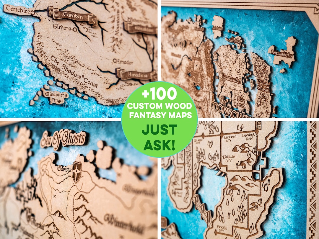 Fantasy Wood Maps. We Create Your Favorite Fantasy Map in Wood. 5th ...