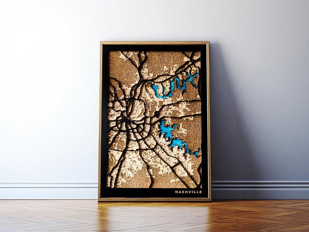 Woodcut City Map. Laser Cut. Wooden City Map. Custom River Map. Wood ...