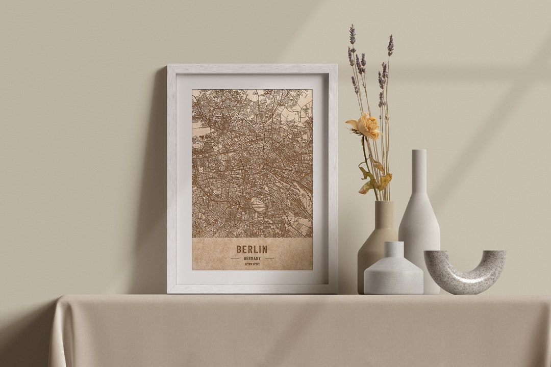 Laser Engraved Wooden Map of Berlin, Custom Woodcut City Art - Etsy