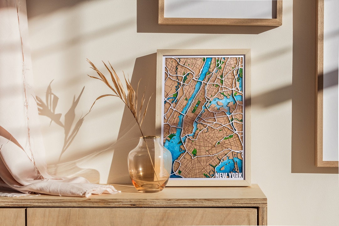 3D Wooden City Map | Custom Engraved Anniversary Gift - Etsy
