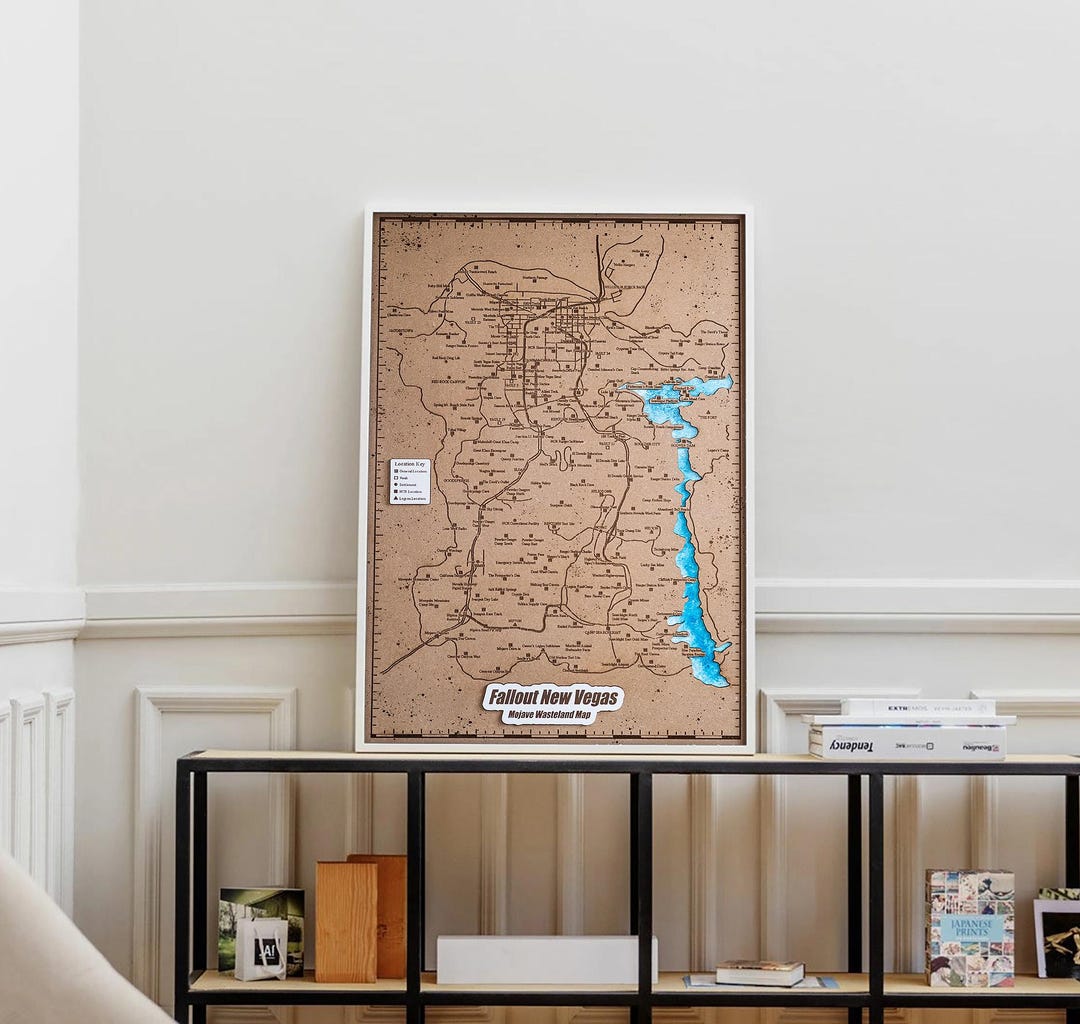 Fallout New Vegas 3D Wood Map - Mojave Wasteland Handcrafted Wall Art ...
