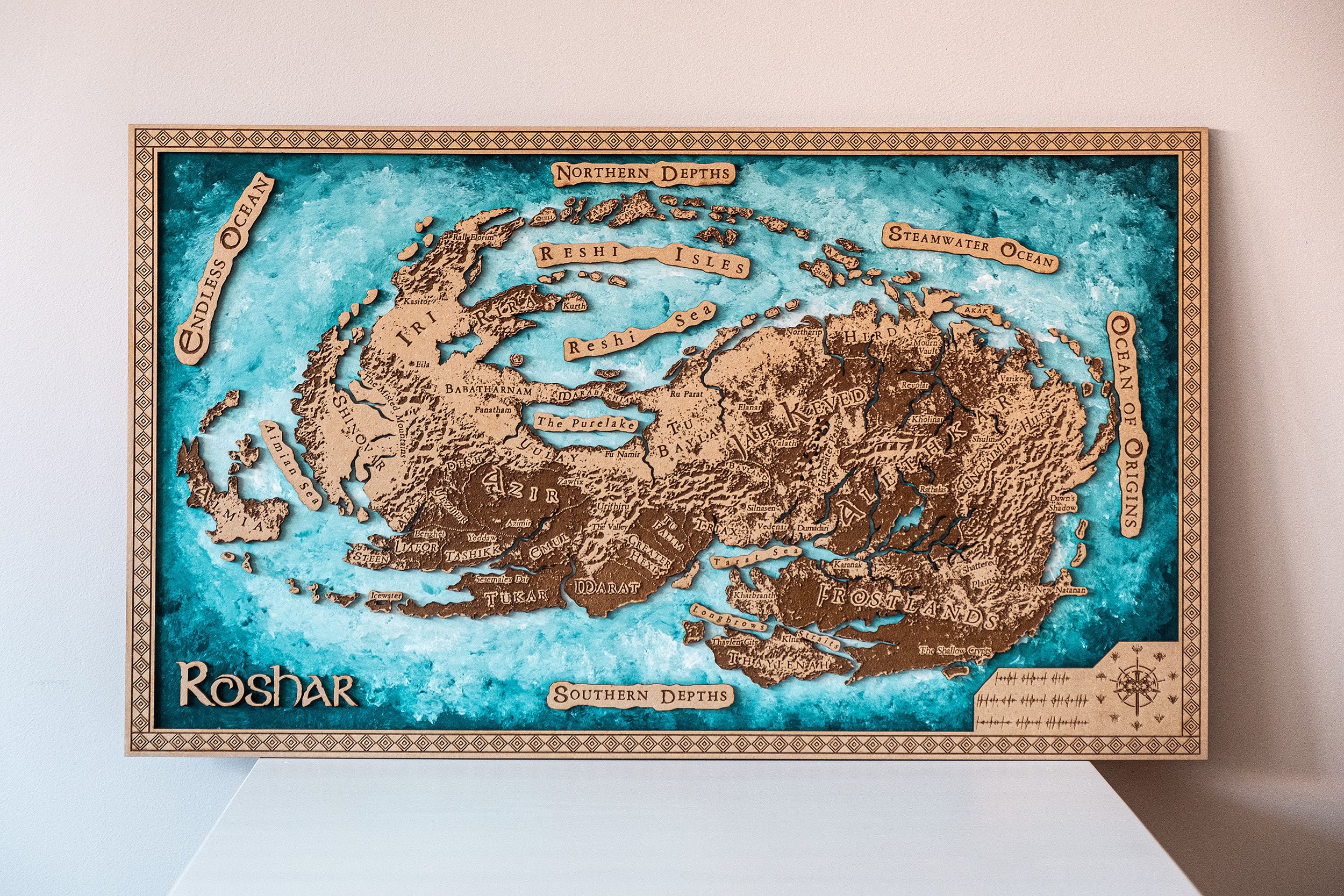 Roshar wood map gift for him roshar map fantasy continent | Etsy