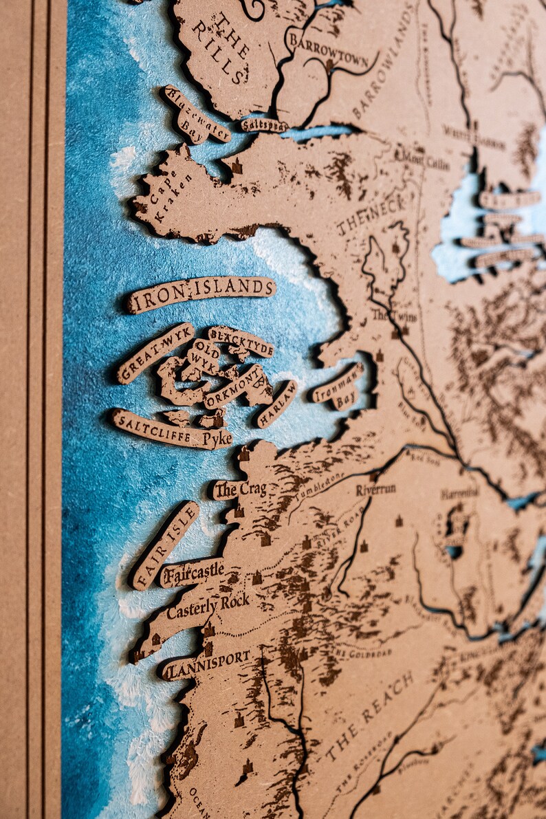 Game of Thrones Wood Map Westeros Map Winterfell Map GOT - Etsy