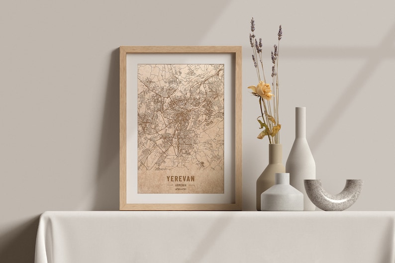 Wooden Map of Yerevan Armenia. 3D Laser Engraved Custom | Etsy