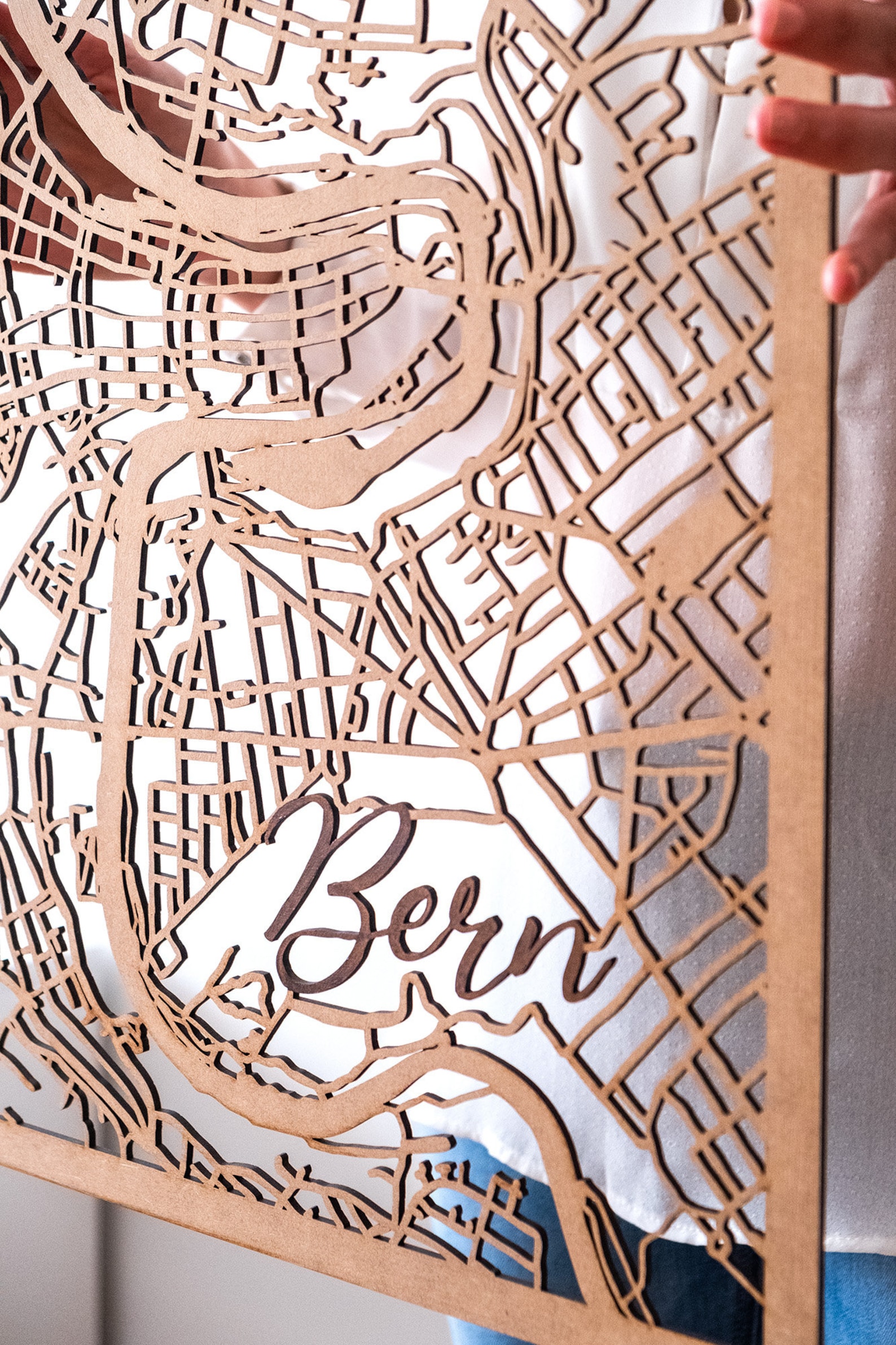 Wood Art, Wood City Map, Engraved Map, Wood World Map With River, Laser ...