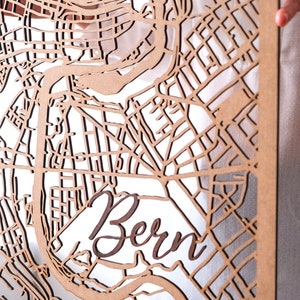 Wood Art, Wood City Map, Engraved Map, Wood World Map With River, Laser ...