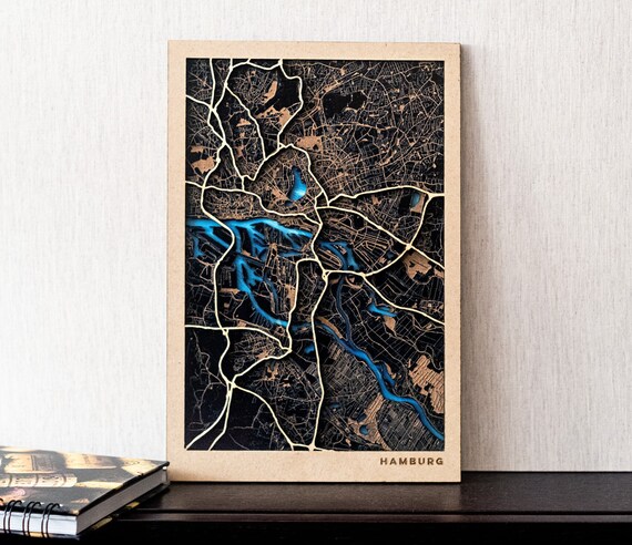 Map Wood Lasercut Engraved Map Home Decor Personalized Map. - Etsy