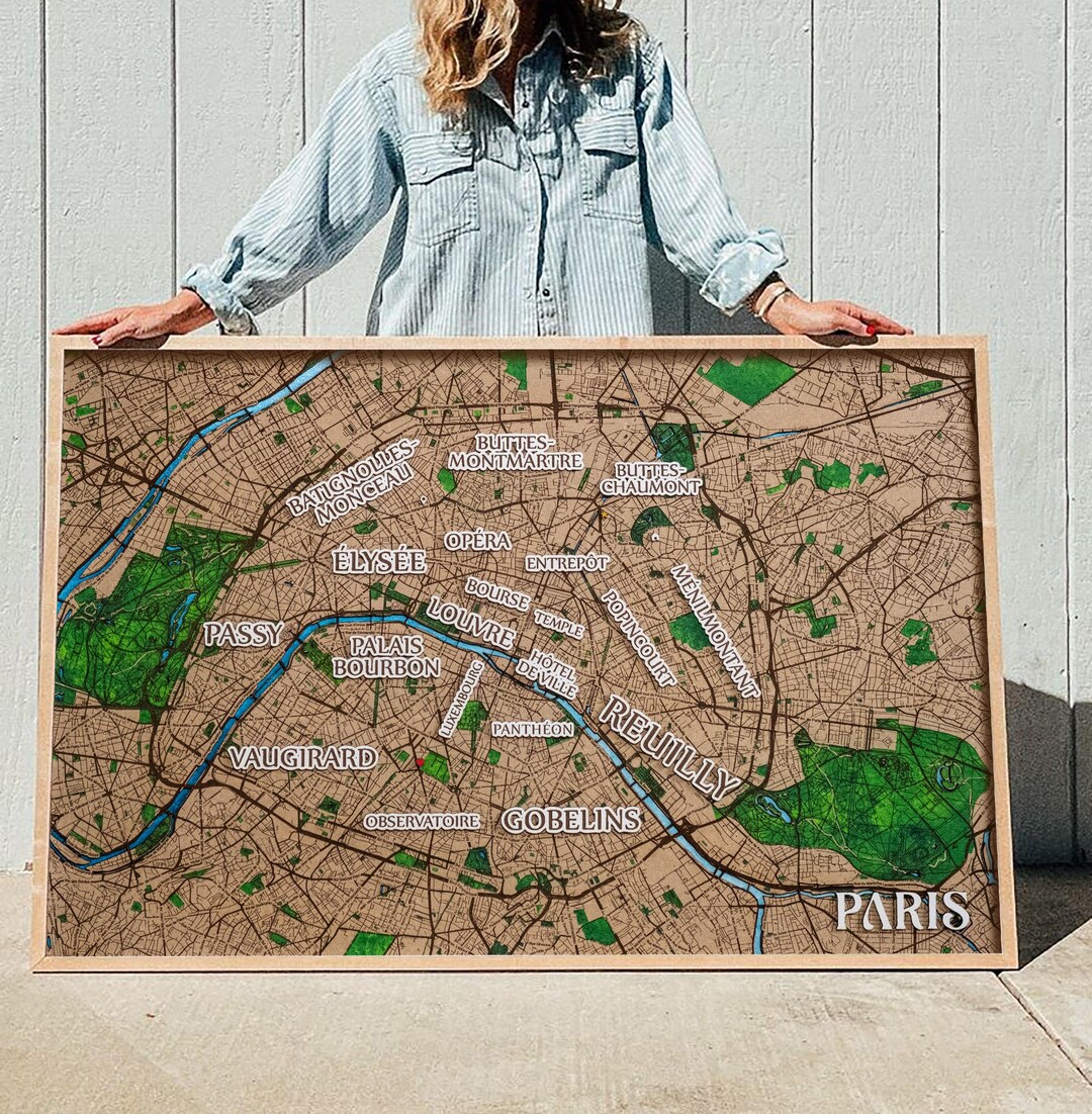 Paris Wood Map Art, Hand Painted, Custom City Engraving - Etsy UK