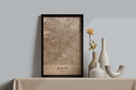 Wooden Map of Berlin Germany. 3D Laser Engraved Custom | Etsy