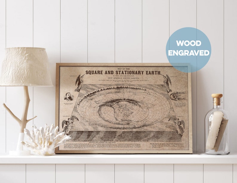 World Map of Square Stationary Flat Earth 1893 Antique Map - Etsy